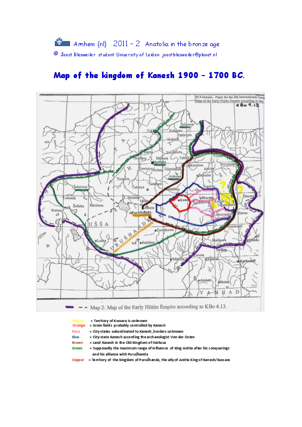 (PDF) Map of the kingdom of Kanesh 1900 - 1700 BC
