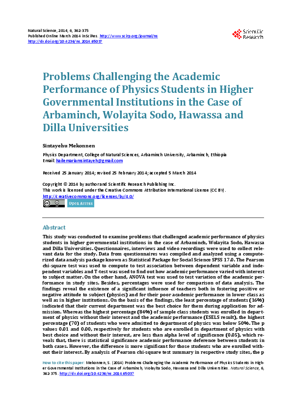 (PDF) Problems Challenging academic performance of physics students in ...