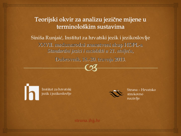 (PPT) Teorijski okvir za analizu jezične mijene u terminološkim sustavima