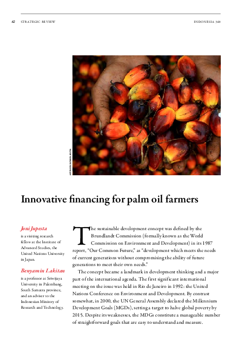 (PDF) Innovative financing for palm oil farmers