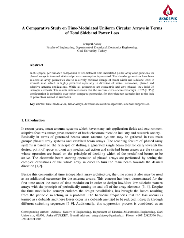 (PDF) A Comparative Study on Time-Modulated Uniform Circular Arrays in ...