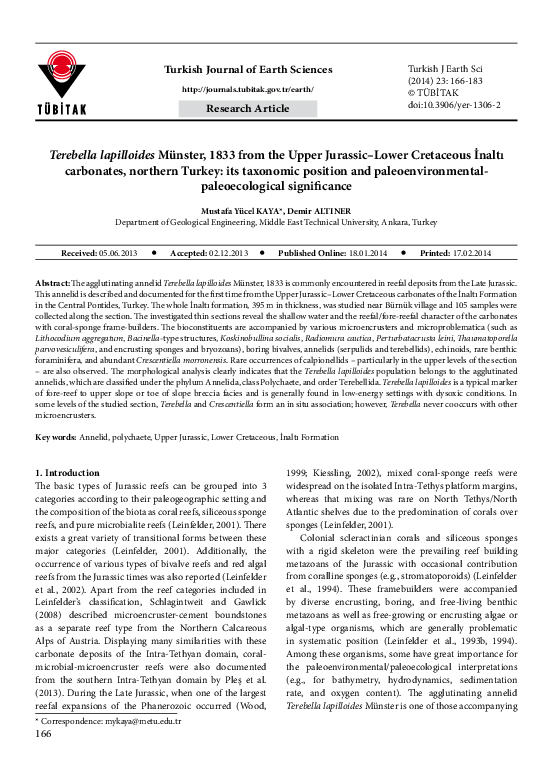 (PDF) Terebella lapilloides Münster, 1833 from the Upper Jurassic ...