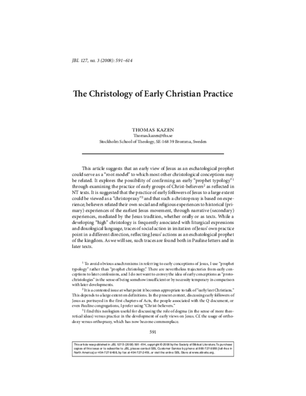 (PDF) The Christology of Early Christian Practice