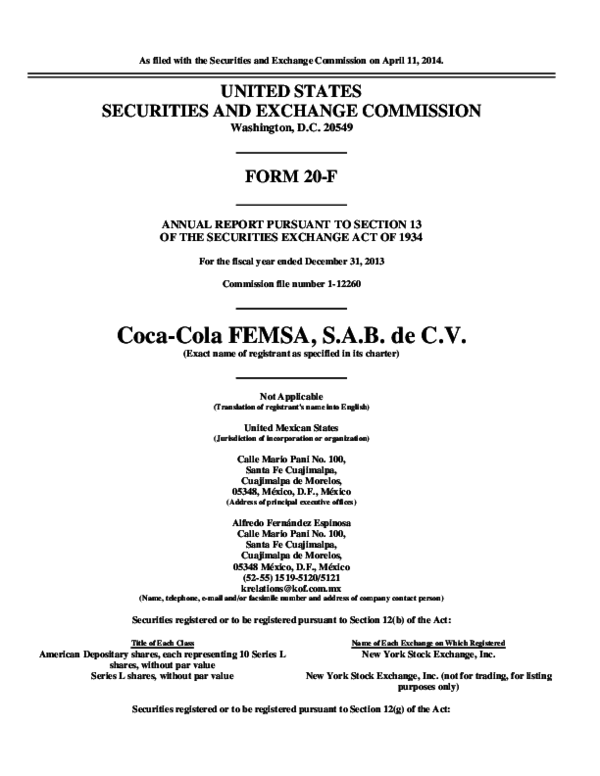 (PDF) Coca cola annual report 2013