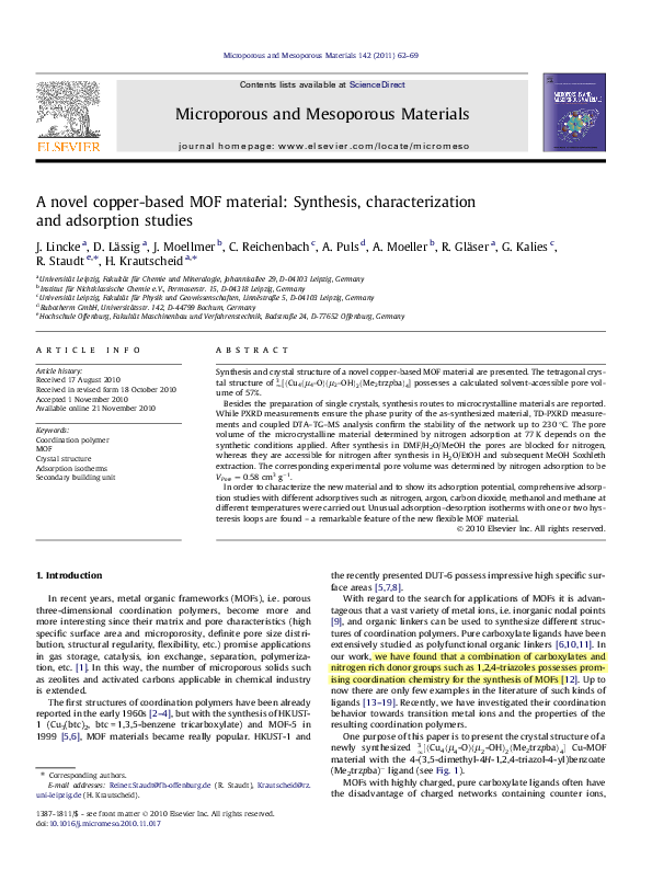 (PDF) A novel copper-based MOF material