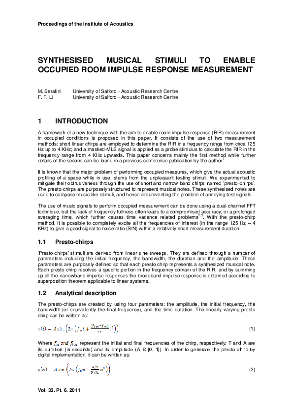 (PDF) Room Impulse Response Using Segmented Maximum Length Sequences ...