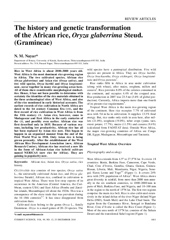(PDF) Nayar2010 Afr Rice history