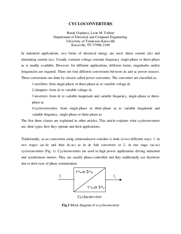 (PDF) CYCLOCONVERTERS