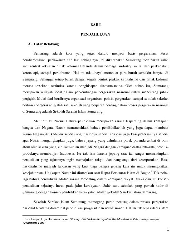 (DOC) SUMBANGSIH SEKOLAH SAREKAT ISLAM TERHADAP PENDIDIKAN DI SEMARANG TAHUN 1921-1922