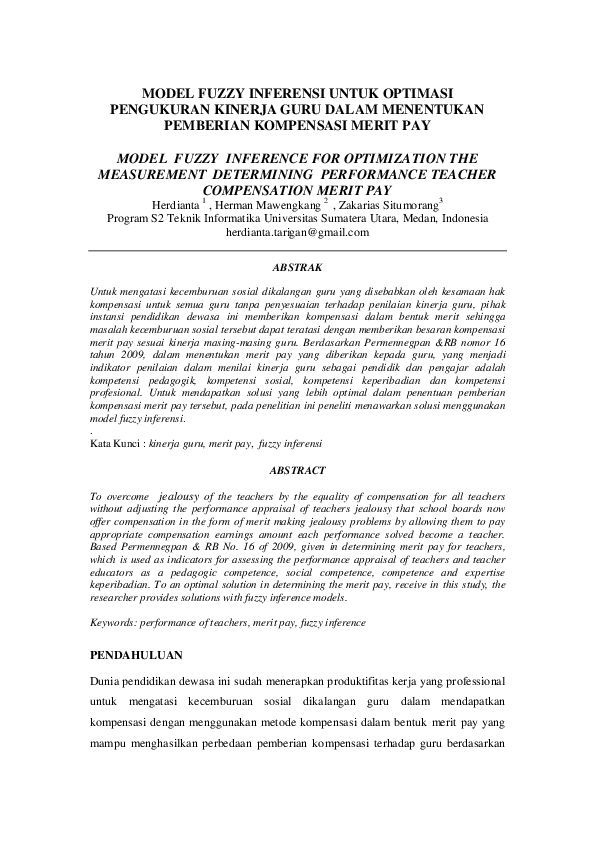 (PDF) Model Fuzzy Inferensi Untuk Optimasi Pengukuran Kinerja Guru Dalam Menentukan Pemberian ...
