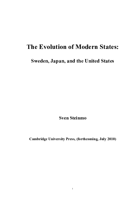 (PDF) The evolution of modern states: Sweden, Japan, and the United States