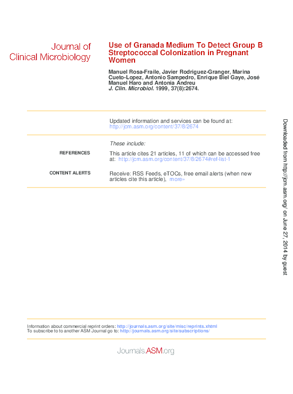 (PDF) Use of Granada Medium To Detect Group B Streptococcal ...