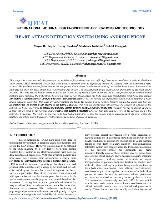 Heart Attack Detection System Using Android Phone