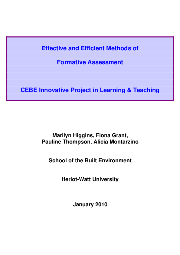 (PDF) Effective and Efficient Methods of Formative Assessment