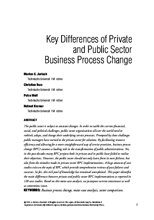 (PDF) Key Differences of Private and Public Sector Business Process Change