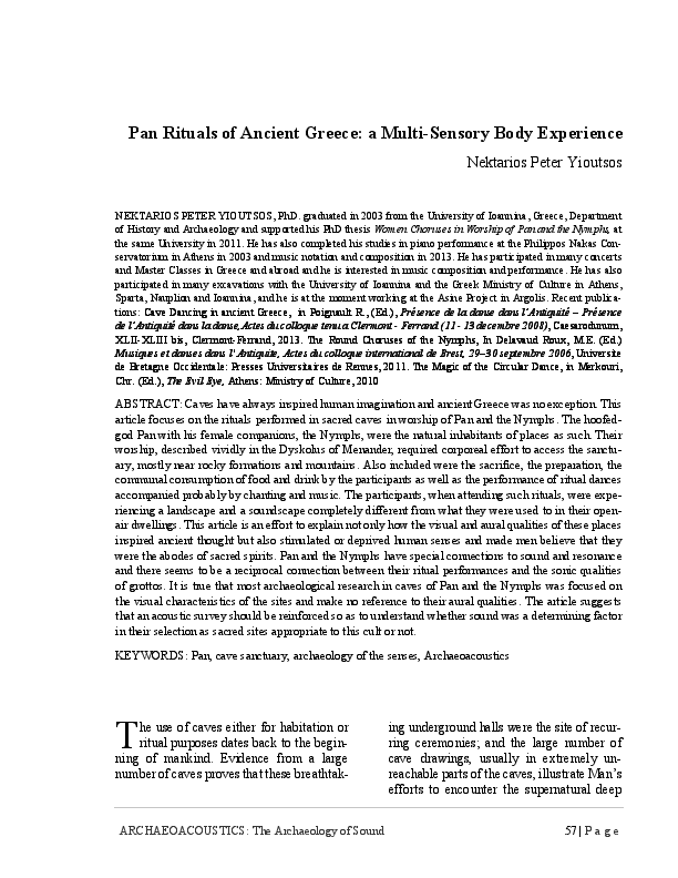 (PDF) Pan Rituals of Ancient Greece: a Multi-Sensory Body Experience