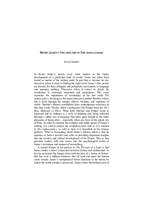 (PDF) Henry James's Vocabulary in 'The Ambassadors'