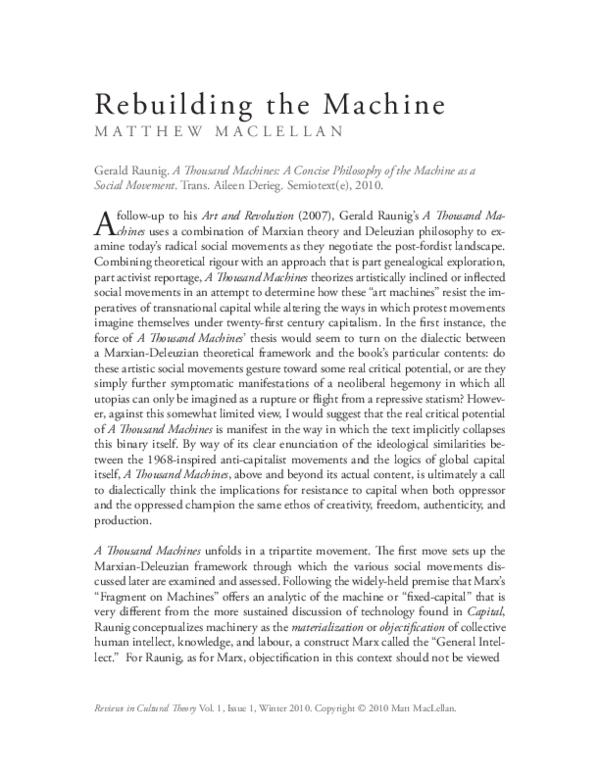 (PDF) Rebuilding the Machine: Review Essay of Gerald Raunig, A Thousand ...