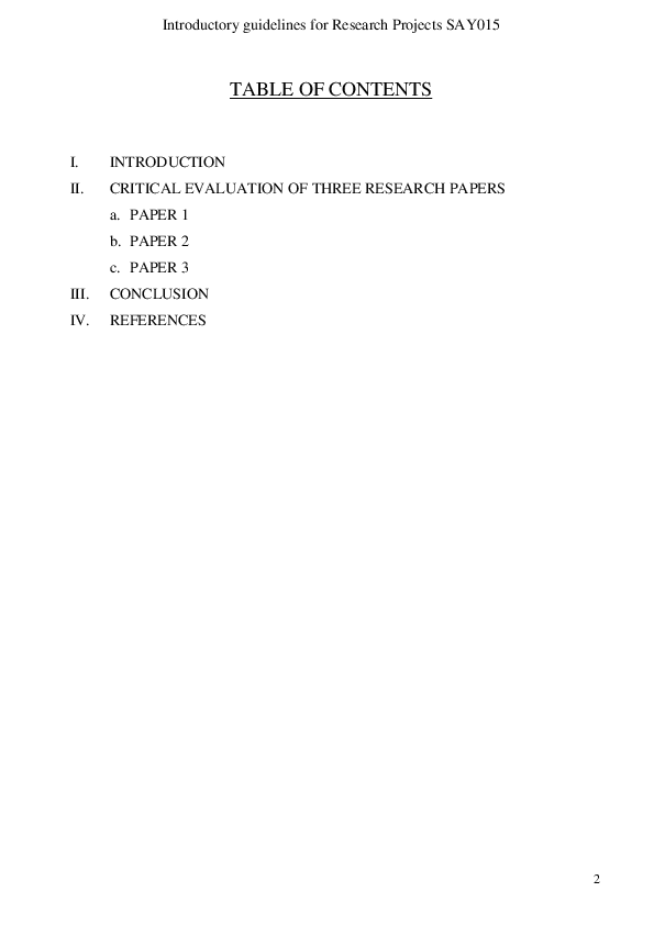 (PDF) Introductory guidelines for Research Projects