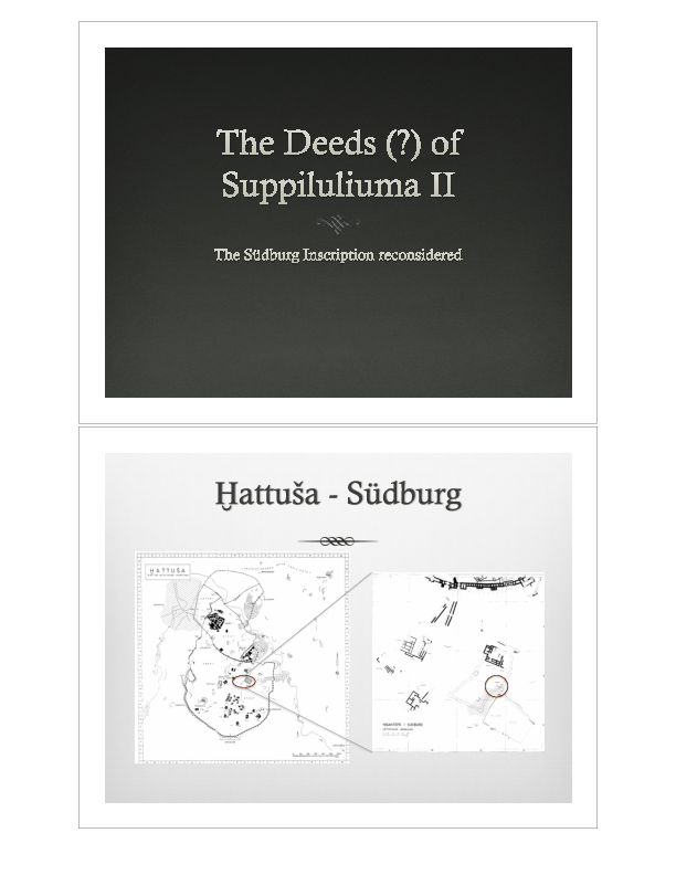 (PDF) The Deeds (?) of Suppiluliuma II - The Südburg inscription ...