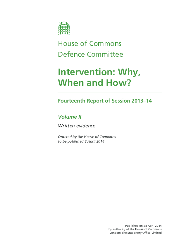 Pdf Written Evidence House Of Commons Defence Select Committee