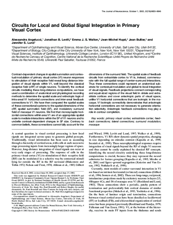 (PDF) Circuits for Local and Global Signal Integration in Primary Visual Cortex