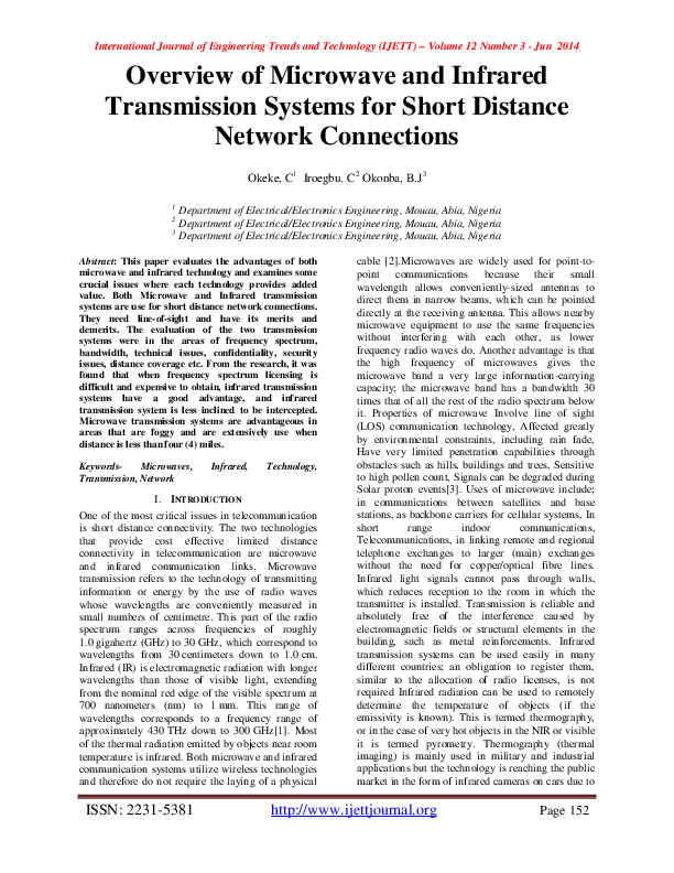 Overview of Microwave and Infrared Transmission Systems for Short ...