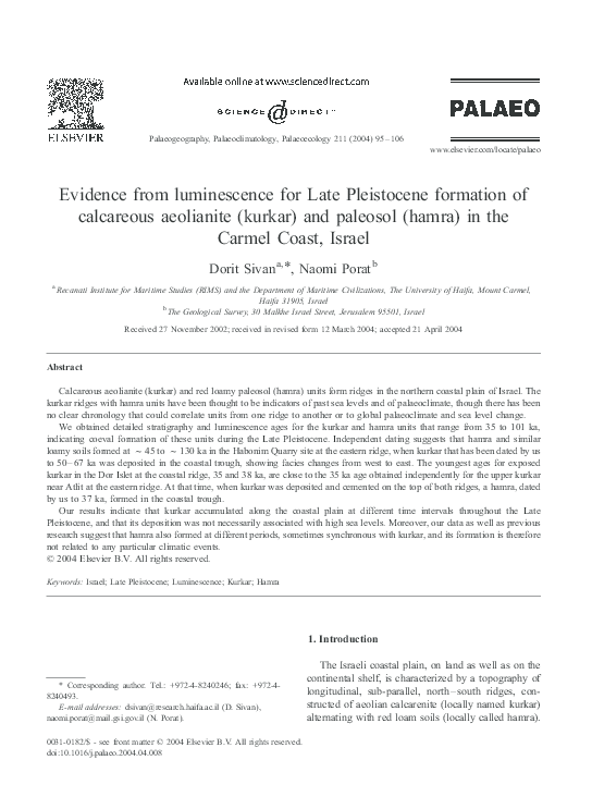 (PDF) Evidence from luminescence for Late Pleistocene formation of ...