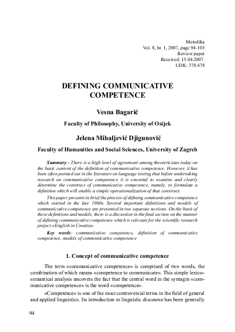 (PDF) DEfining communicative competence