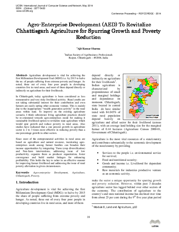 (PDF) AGRO-ENTERPRISE DEVELOPMENT (AED) TO REVITALIZE CHHATTISGARH ...