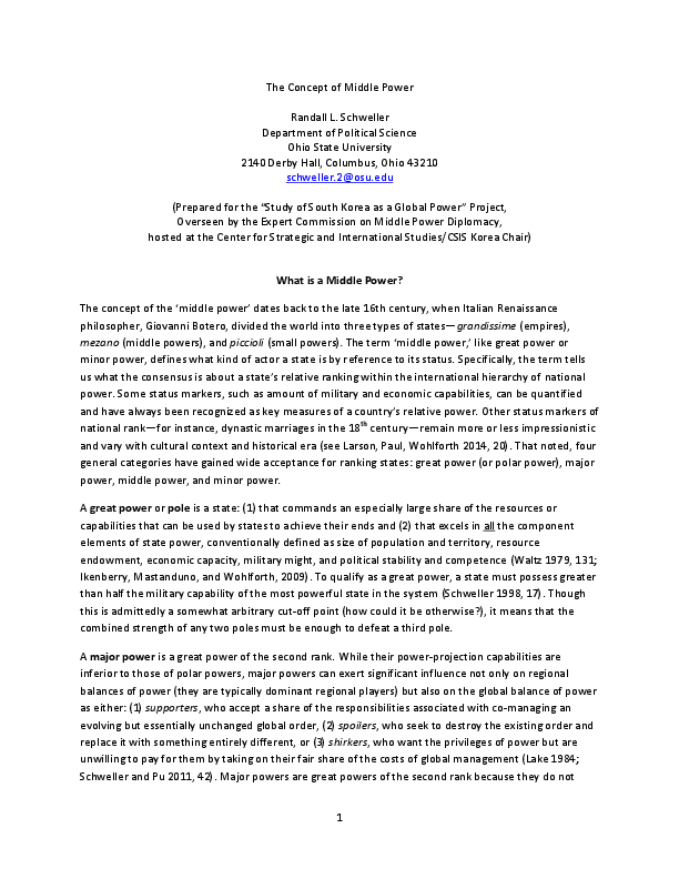 (PDF) The Concept of Middle Power