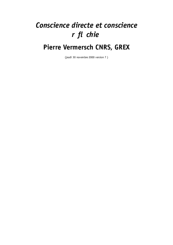 (PDF) Conscience directe et conscience réfléchie