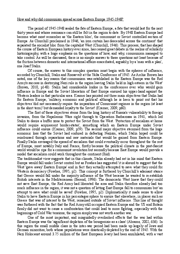 (DOC) How and why did communism spread in Eastern Europe?