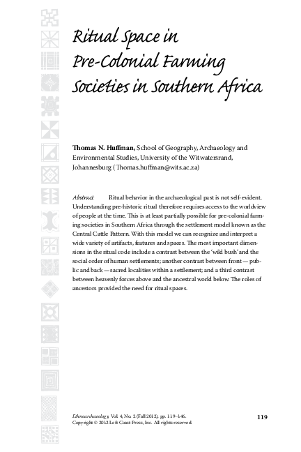 (PDF) Ritual space in Pre-Colonial farming societies