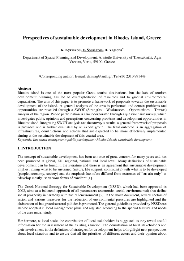 (PDF) Perspectives of Sustainable Development in Rhodes Island