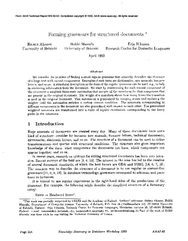 (PDF) Forming grammars for structured documents