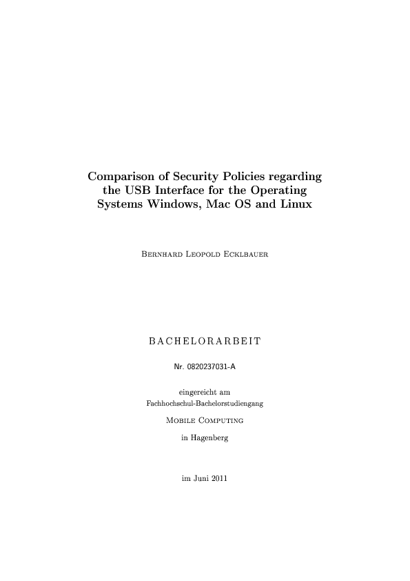 (PDF) Comparison of Security Policies regarding the USB Interface for ...
