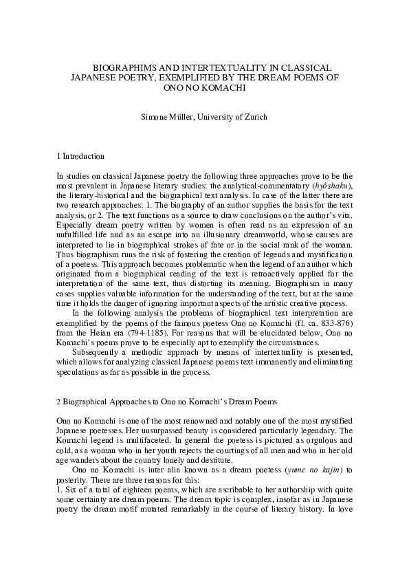 (PDF) “Biographism and Intertextuality in Classical Japanese Poetry ...