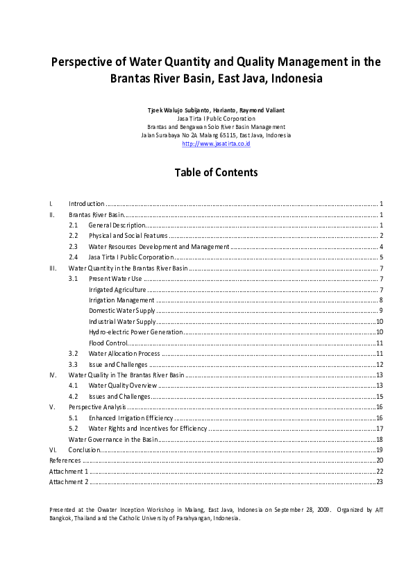 (PDF) Perspective of Water Quantity and Quality Management in the ...