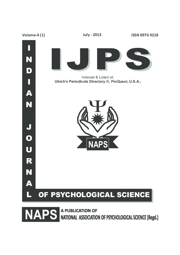 (PDF) Indian Journal of psychological Science, July-2013