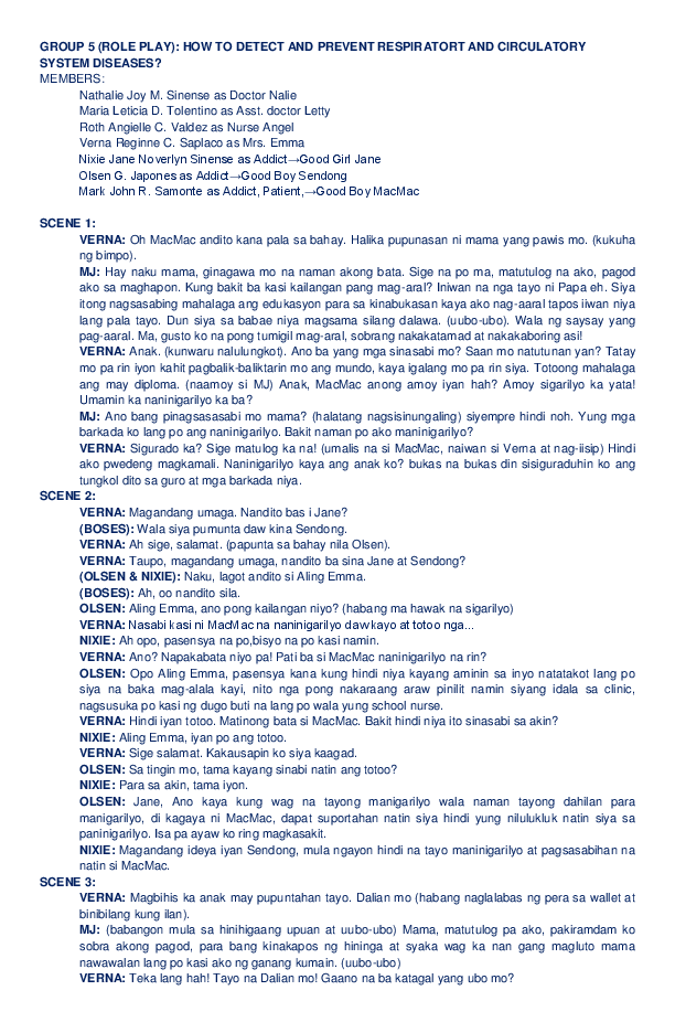 (DOC) Role Play About Anti-smoking Regarding Respiratory System Diseases