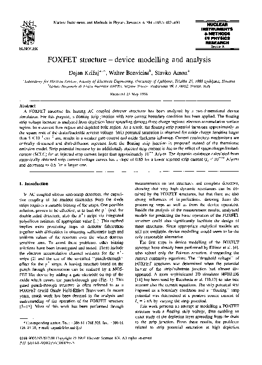 (PDF) Foxfet structure - device modeling and analysis
