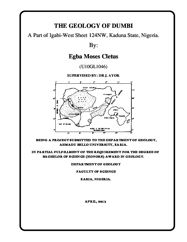(DOC) Geology of Dumbi Dutse by M C Egba