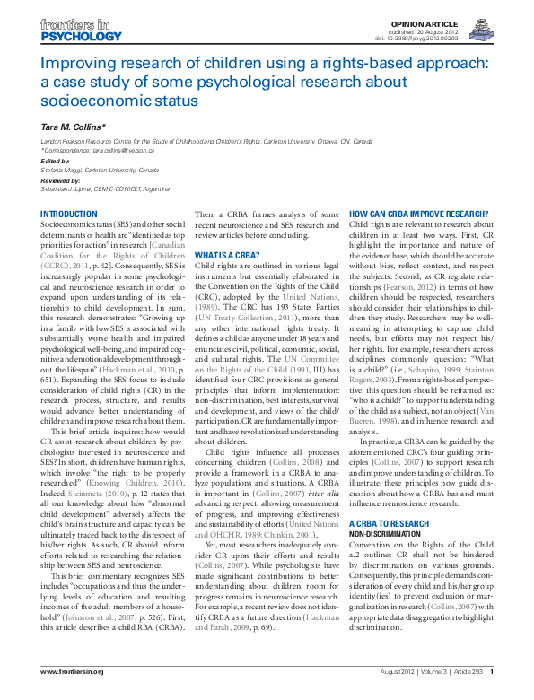 (PDF) Improving research of children using a rights-based approach: a ...