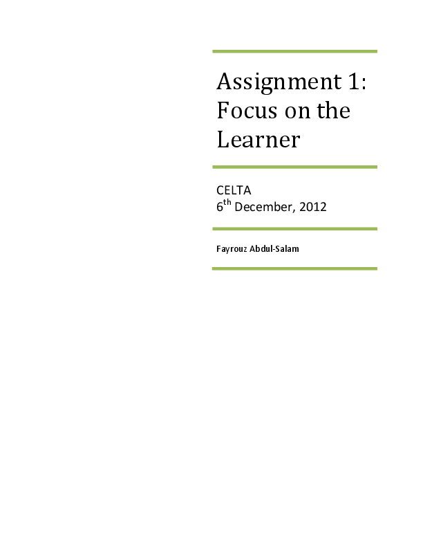 (DOC) Assignment 1 CELTA