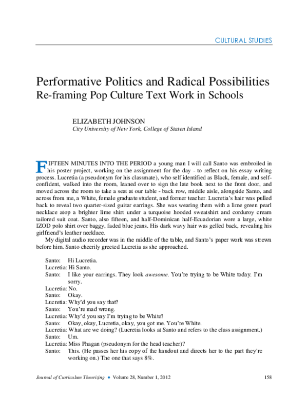 (PDF) Performative Politics and Radical Possibilities: Reframing Pop ...