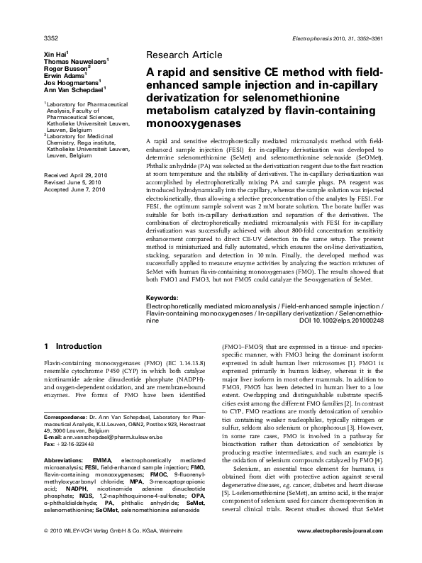 (PDF) A rapid and sensitive CE method with field- enhanced sample ...