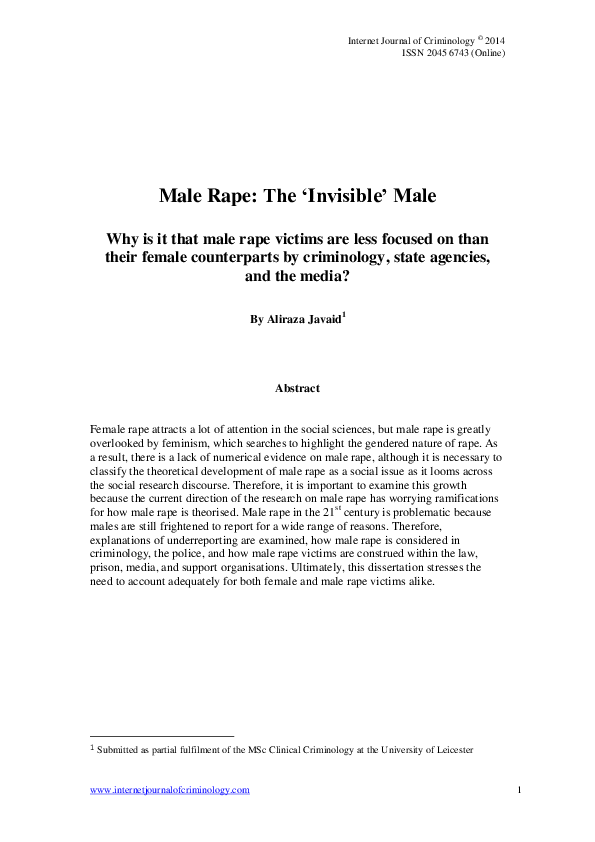 (PDF) Male Rape: The ‘Invisible’ Male