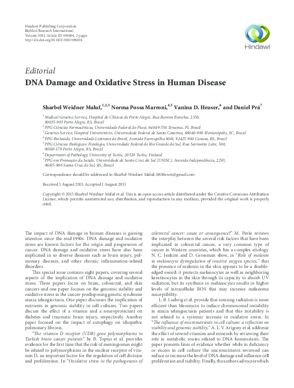 (PDF) DNA damage and oxidative stress in human disease