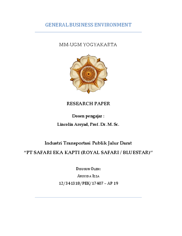 (DOC) GENERAL BUSINESS ENVIRONMENT MM-UGM YOGYAKARTA